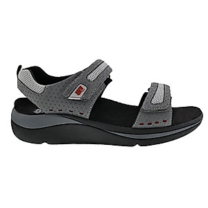 Drew Sophie, Womens Orthopedic Hook and Loop Comfort Sandal, Grey Mesh Combo, 9 Medium (B)