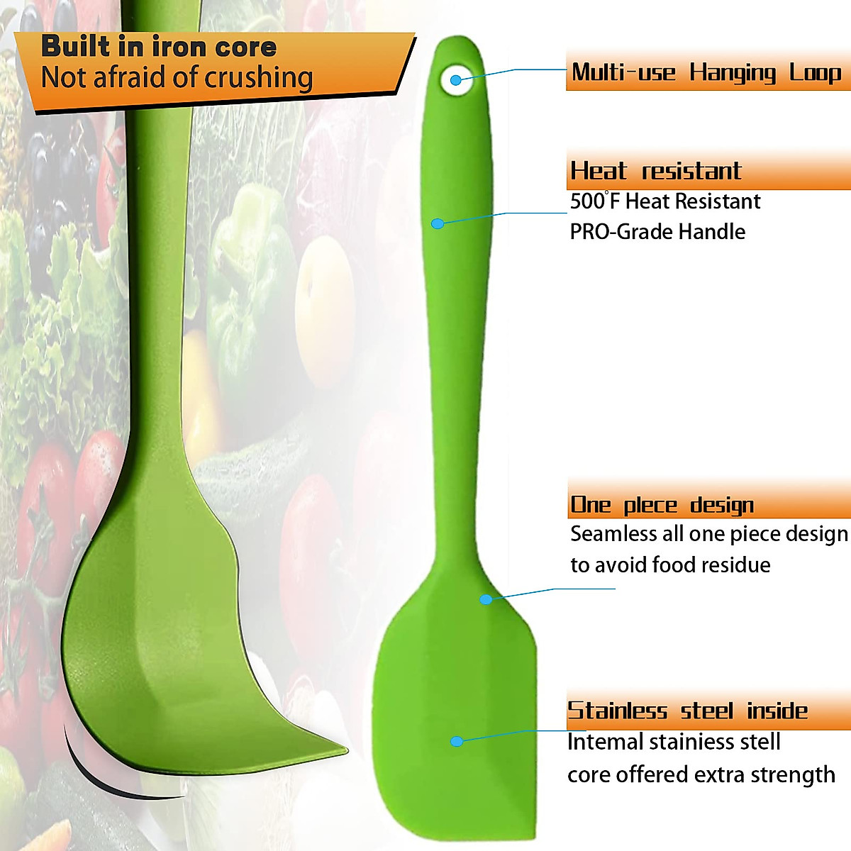 16 Pieces Silicone Spatula, 8.3 inch Small Spatulas Heat-Resistant Non-stick with Stainless Steel Core For Cake Cream Cooking Gadget