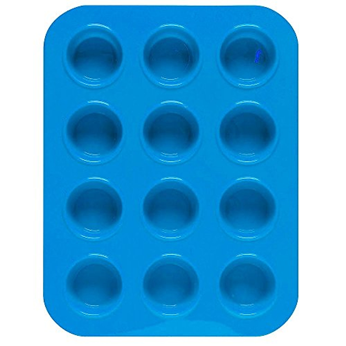 1 Mini Muffin Silicone 12 Cup Cavity Cookie Cupcake Bakeware Pan Soap Tray Mold Silicone Muffin Pan 12 Cups Regular Silicone Cupcake Pan Muffin Cakes Tart Bread BPA Free and Dishwasher Safe 9.5" x