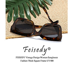 FEISEDY Classic Women Sunglasses Fashion Thick Square Frame UV400 B2471