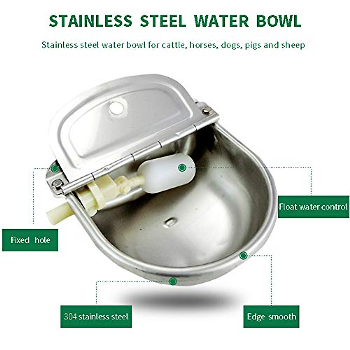 Automatic Dog Feeder Trough Bowl Dispenser Waterer for Pet Dog Horse Cattle Goat Sheep Water Stainless Steel Farm Tool