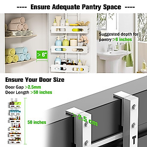 GONAT 6 Tier Shower Caddy Organizer, Over the Door Storage Hanger,Shower Shelves Rack with Door Hook, Bathroom Storage Hanger and Organizer, Cabinet Spice Storage Hanger (6 * 6' Wide Bakets, White)
