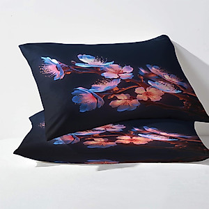 Cherry Blossom Sheets Twin Size, Sakura Pink Bed Sheets, Patterned Bedding Sheets & Pillowcases 3 Piece Set - Soft Microfiber Deep Pocket Fitted Sheet & Flat Sheet & Pillow Case Z9-&-189