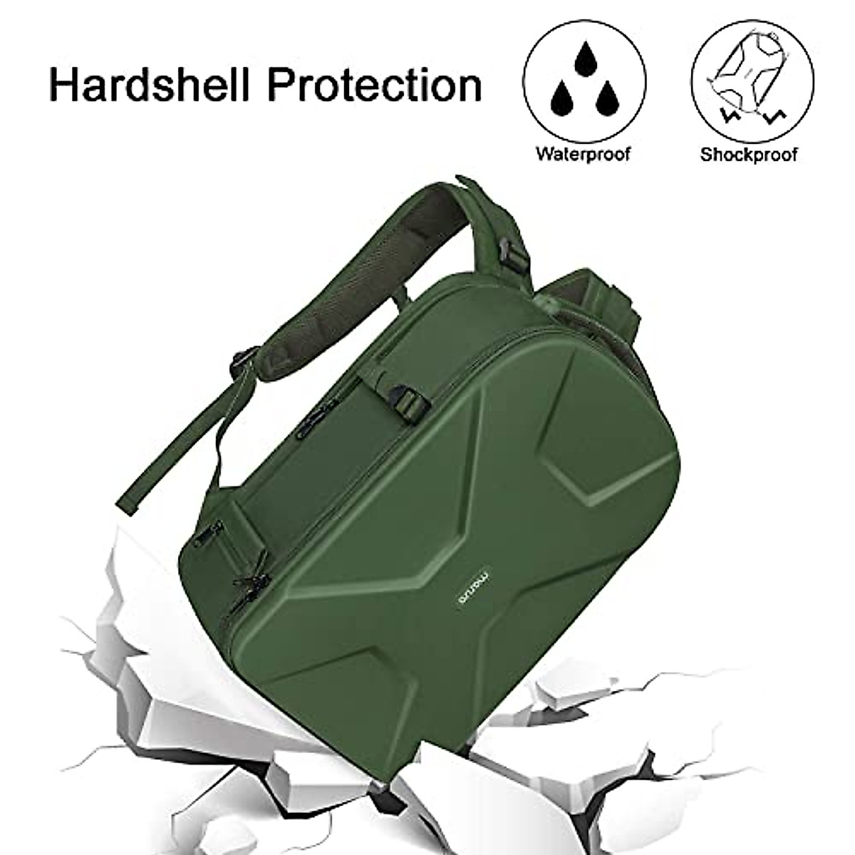 MOSISO Camera Backpack, DSLR/SLR/Mirrorless Photography Camera Bag 15-16 inch Waterproof Hardshell Case with Tripod Holder&Laptop Compartment Compatible with Canon/Nikon/Sony, Army Green