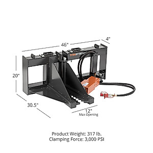 Titan Attachments Post and Tree Puller for Skid Steers, 3,000 PSI Single 2x10 Hydraulic Cylinder, Optional Push Bar Guard, Universal Landscape Tool Removes Tree Roots and Fence Posts