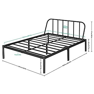 WOHOMO Queen Bed Frame with Hug Me Detachable Headboard, Platform Bed Frame Queen Size with Round Corner 15.75 inch Hight Anti Slip Support, Metal Slat Support, Not Squeak, No Box Spring Needed, Black