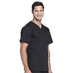 Cherokee Scrubs for Men Workwear Professionals V-Neck Four-Pocket Scrub Top WW695, L, Black