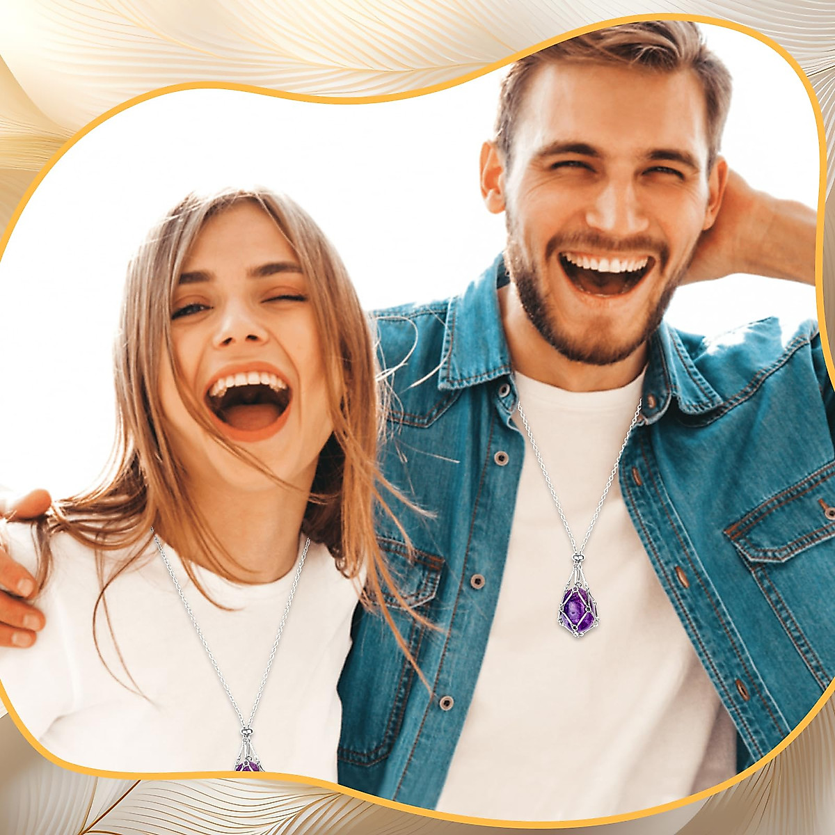 Rollooo Handmade Crystal Holder Necklace - Stainless Steel Cage for Stone, Crystal Pendant Necklace with Adjustable Length, Quartz Gemstone Jewelry for Women Men 1