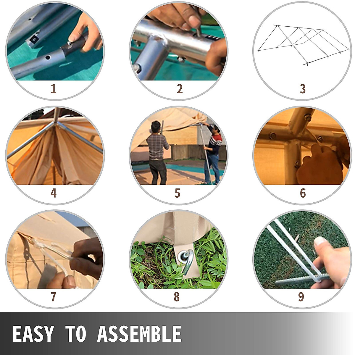 Happybuy Canvas Wall Tent 14X16ft, Wall Tent with PVC Storm Flap, Large Canvas Wall Tent Waterproof, Camping Canvas Tents with Stove Hole for 8-10 People Outdoor Camping Hiking Party Hunting