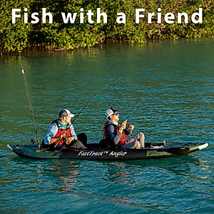 385FTA Fasttrack Angler 1–2-Person Inflatable Green Fishing Kayak-Rigid Keel, Drop Stitch Floor w/Seat(s), Paddle(s), Pump & Bag (385FTA Fasttrack Angler Pro Angler Kayak)