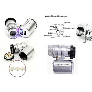 60X Portable Pocket Size Magnifying Glasses with UV and LED Light Mini Lightweight Handheld Microscopes Professional Tricomes, Jewelry,Coin, Bud, Plant, Science, Magnifying Glass (60X with Clip)
