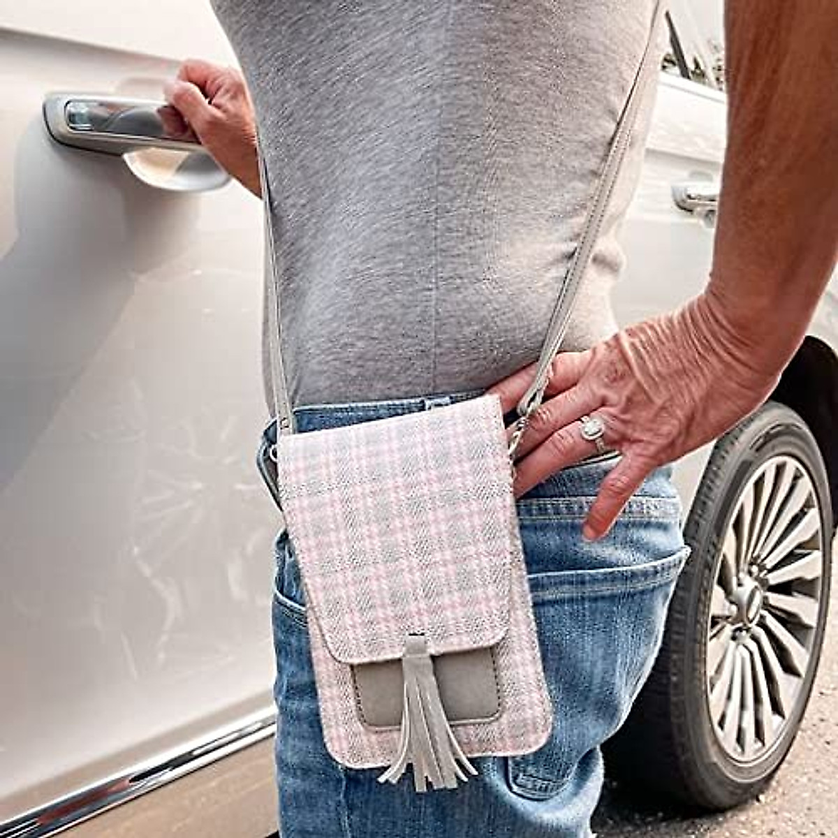 K. Carroll Accessories Harper Crossbody View Pink Tweed