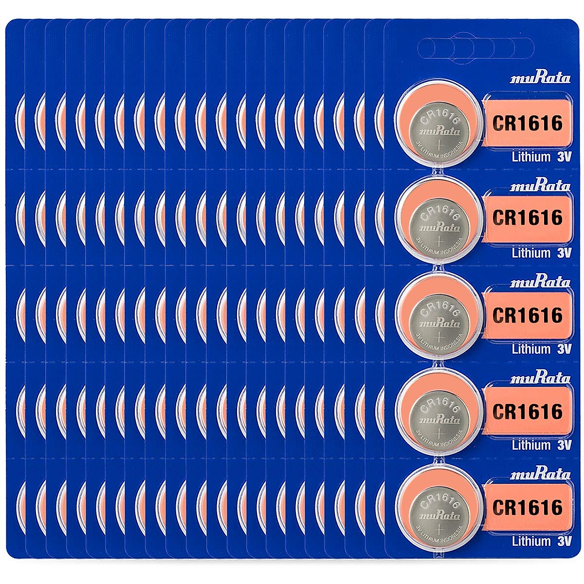 Murata CR1616 Battery DL1616 ECR1616 3V Lithium Coin Cell (100 Batteries)