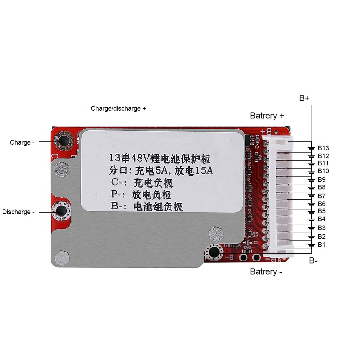 Battery PCB Board for 13Series 48V/54.6V Li-Ion Li-Polymer Batteries with Balance for Battery Cell Pack