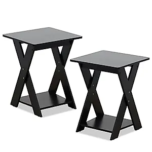 FURINNO Modern Simplistic End Table Set, 2-Pack, Espresso