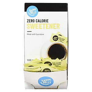 Amazon Brand - Happy Belly Zero Calorie Yellow Sucralose Sweetener Powder Packet, 1000 count (Previously Sugarly Sweet), 2.2 pound (Pack of 1)