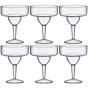 Amazing Abby - Peggy - 18-Ounce Plastic Margarita Glasses (Set of 6), Plastic Cocktail Glasses, Reusable, BPA-Free, Shatter-Proof, Dishwasher-Safe, Perfect for Poolside, Outdoors, Camping, and More