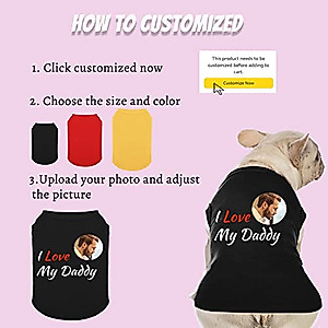 Custom Dog Shirts with Name/Photo/Logo for Small Pet Dogs Puppy Cats Kitten- Personalized Orange Dog Clothes (I Love My Dad Shirt)