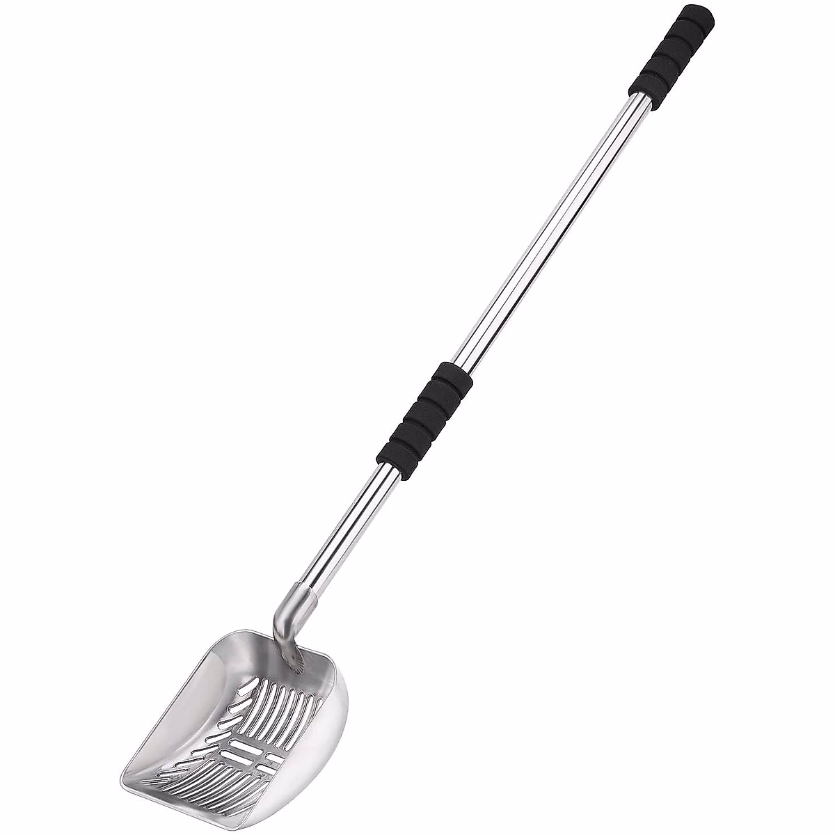 Yangbaga Metal Cat Litter Scoop with Deep Shovel&Long Handle,Detachable Stainless Steel Non-Stick Litter Sifter with Foam Padded Grip, No Bending Back Heavy Duty Cat Litter Scooper