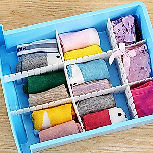 ShineMe Drawer Dividers, 8pcs Drawer Divider Organizers, White DIY Plastic Grid, Plastic Adjustable Drawer Dividers, Household Storage Makeup Socks Underwear Organizer for Clothes, Kitchen, Office