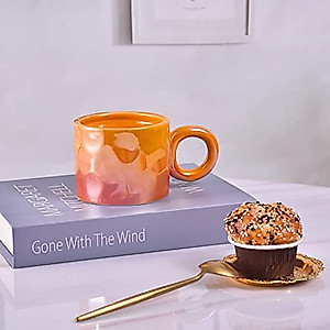 Koythin Ceramic Coffee Mug, Creative Gradient Handmade Big Handle Cup for Office and Home, Dishwasher Safe, 14 oz for Tea Latte Milk