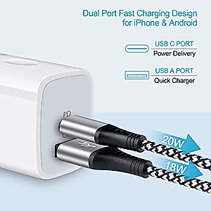 USB C Wall Charger, PD Charger Adapter, 3Pack 20W Power Delivery +Quick Charge 3.0 Dual Port Fast Charger Block Wall Plug for iPhone 14 13 12 11 Pro Max Mini 10 SE XR XS X,Samsung S23 S22 S21 S20 A13