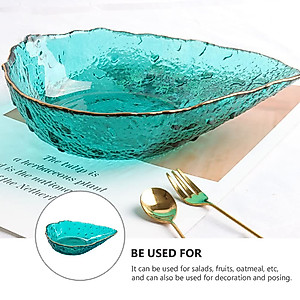 ABOOFAN Glass Salad Bowls Mixing Bowls Irregular Shape Serving Bowls for Kitchen Prep Fruit Pasta Popcorn and Snack 580ml Green