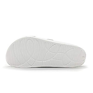 FUNKYMONKEY Women's Comfort Slides Double Buckle Adjustable EVA Flat Sandals (9 M US-Women, White)