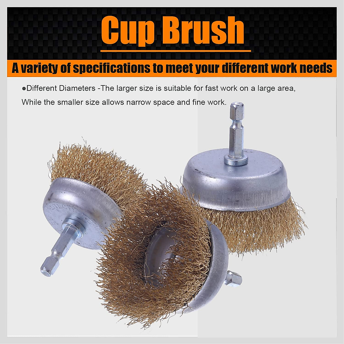 WENORA Brass Wire Brush for Drill Set 9 Pack, Brass Wire Wheel for Drill 1/4 Inch Hex Shank, Wire Cup Brush for Drill ,Coarse Brass Coated Crimped Wire Brush Drill Attachments