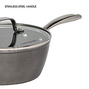 Cooking Light Inspire Non-Stick Cookware Set, Dishwasher Oven Safe Pots and Pans, Steam Vented Glass Lids, 2 Nylon Tools Included, 10 Piece, Gunmetal Gray