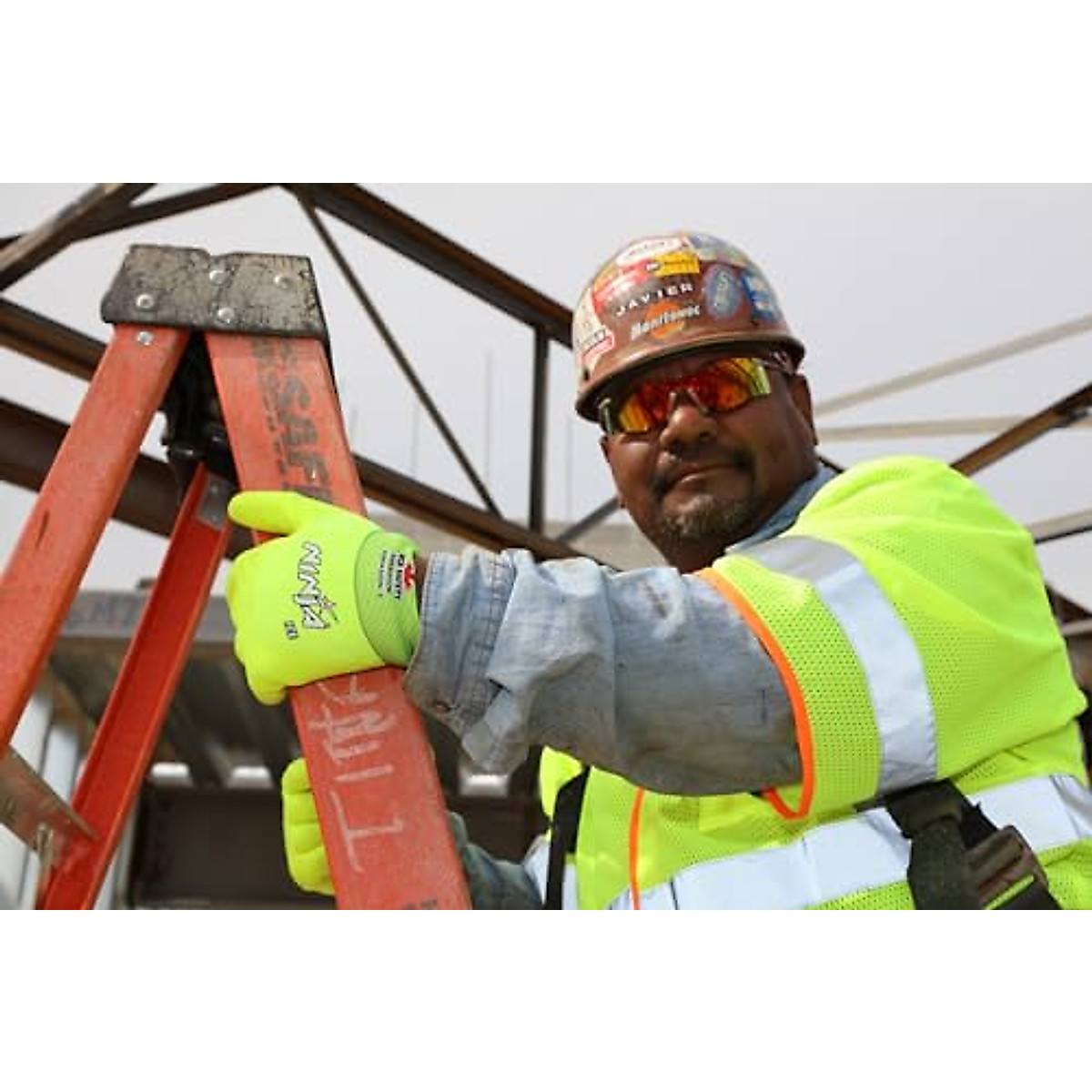 MCR Safety Ninja Ice N9690HVXL Hi-Visibility 15 Gauge Nylon Insulated Cold Weather Gloves, Acrylic Terry Inner, 3/4 HPT Coating, Yellow, X - Large, 1-Pair