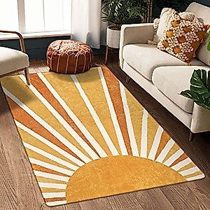 Lahome Boho Sun Print Area Rug - 3x5 Small Washable Rug Modern Abstract Non-Slip Accent Distressed Throw Rugs Floor Carpet for Bedrooms Living Laundry Room entryway Rug (3'x5', Rainbow Sun)