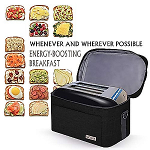BAGLHER丨Toaster Storage Bag,Carrying Bag,Compatible With Most 2-slice Toasters,With a Front Accessory Bag,Which can Hold Accessories and Jam.Black, 12× 7× 7.5 inches