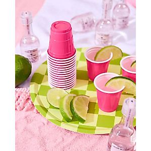 xo, Fetti Party Decorations Hot Pink Plastic Shot Glasses - 50 Disposable 2 oz Cups | Bachelorette Party Cups, Birthday Party Decorations, Party Favors, Pink Baby Shower Supplies, Cute Plastic Cups