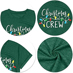 Christmas Crew Shirts for Women Xmas Shirt Top Short Sleeve Christmas Lights Print Graphic T Shirt Holiday Tees Green