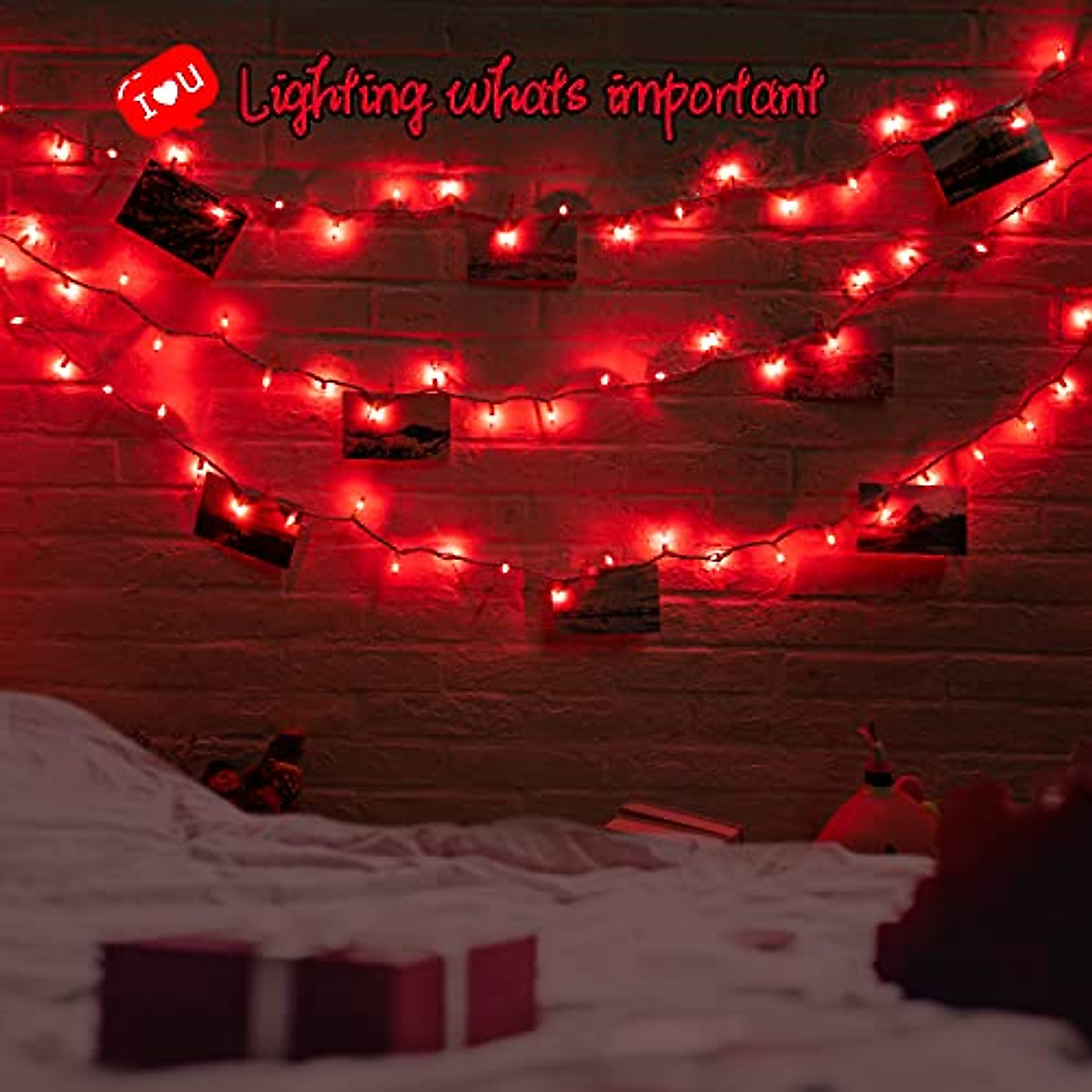 Christmas Red Mini String Lights, 100 Count 26.5 Feet Detachable Incandescent Bulb Waterproof Red Fairy Lights Plug in for Indoor Outdoor Party Patio Valentine's Day Decoration, White Wire