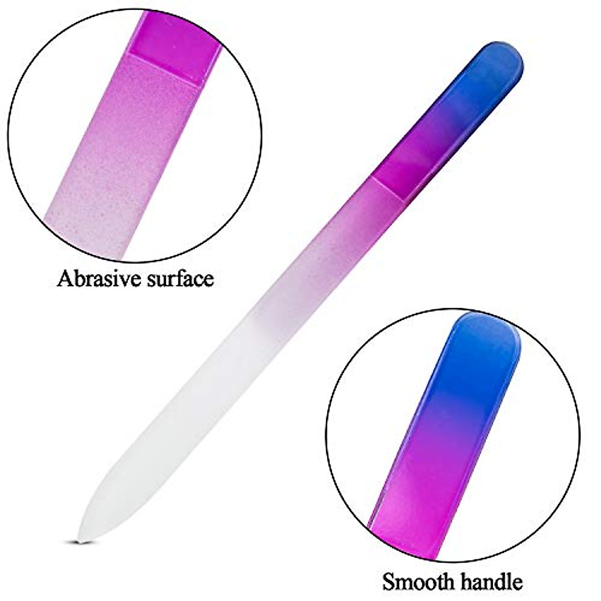 3 Pack Glass Nail File, EAONE Crystal Nail Files, Double-Sided Etched Fingernail Glass Nail Files for Natural Nails Professional Nail Care Tool Stocking Stuffers for Women Nail Foot Tool with Case
