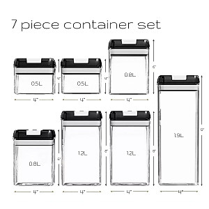 Ceybo Air-tight Stackable Food Storage Container Set, Leak Proof, Dishwasher Safe and BPA Free - White (7 Pcs)
