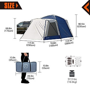 KingCamp Melfi Plus SUV Car Tent 3 Seasons 4-6 Person Multifunctional, Suitable Camping Traveling Family Outdoor Activities