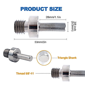 HIGHDRIL Adapter for Core Drill Bit, 2pcs 5/8"-11 Thread to 3/8" Triangle Shank,Diamond Hole Saw Drill Sanding Attachment Arbor Shaft Adapter