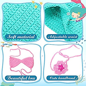 Janmercy Newborn Photography Props Baby Props Outfit Handmade Crochet Baby Outfit Tail Baby Photo Props Cute Photo Costume (Mermaid)