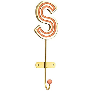 COLLECTIVE HOME - Monogram Wall Hooks, Wall Mounted Hooks for Hanging, Wood Letters for Wall Decor, Home-Bedroom-Livingroom Gold Decor, Decorative Wall Hangers for Coat, Scarf, Bag(S)