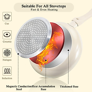 Meythway Pots and Pans Set Ultra Nonstick, 6 Piece Kitchen Healthy Ceramic Coating Cookware Sets, Non-Toxic Cookware with Stay Cool Handle, Induction Compatible & Dishwasher Safe, 100% PFOA&PFOS Free