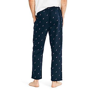 Nautica Men's Soft Woven 100% Cotton Elastic Waistband Sleep Pajama Pant, Maritime Navy, Medium