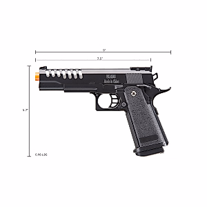 Black Metal Alloy Airsoft Spring Pistol with Wavey Stippling - Shoots at 250 FPS (GoldenBall)