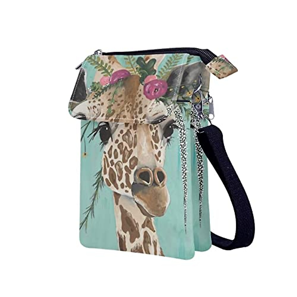 FOR U DESIGNS Cellphone Crossbody Purse for Women Mint Green Shoulder Bag Purse Bags Giraffe Print Crossbody Tote Bags Zipper Travel Handbags