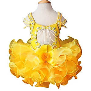 Jenniferwu G123 Infant Toddler Baby Newborn Little Girl's Pageant Party Birthday Dress Yellow Size 3T