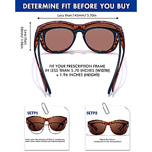 Xfeel Trendy Sunglasses Over Glasses Women, Oversized Sun Glasses Women with UV Protection Over Prescription Eyeglasses