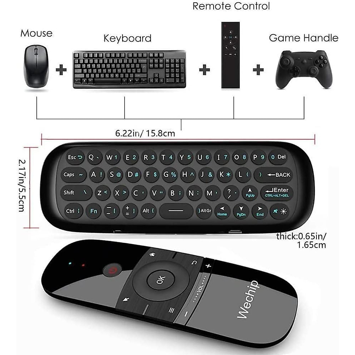 Air Remote,WeChip 2.4G Wireless Keyboard W1 Remote Control for Android TV Box/PC/Projector/HTPC/All-in-one PC and More