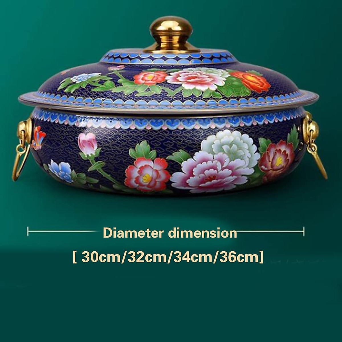 Chafing Dishes Old Beijing Pure Copper Pot, Induction Cooker Copper Hot Pot, Gas Special Pot, Household Flat Pot Hot Pot (Color : Yellow, Size : 30cm)